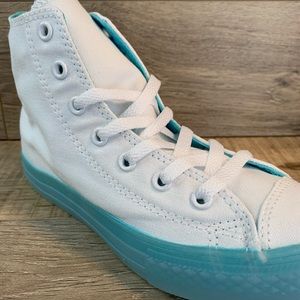 Converse | Shoes | Converse Ctas Hi White Bleached Aqua | Poshmark